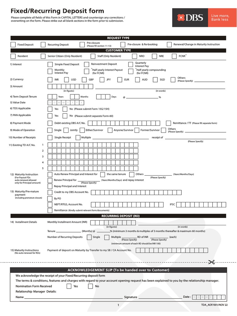 Fixed Deposit Form | PDF