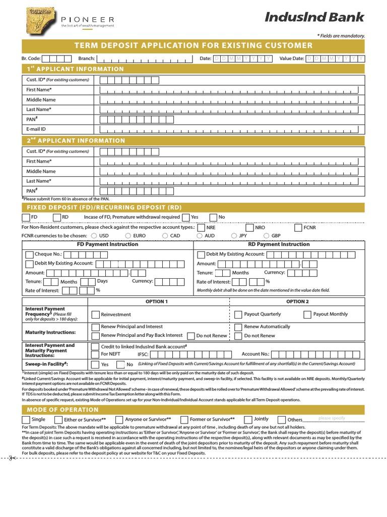 Fixed Deposit Form | PDF