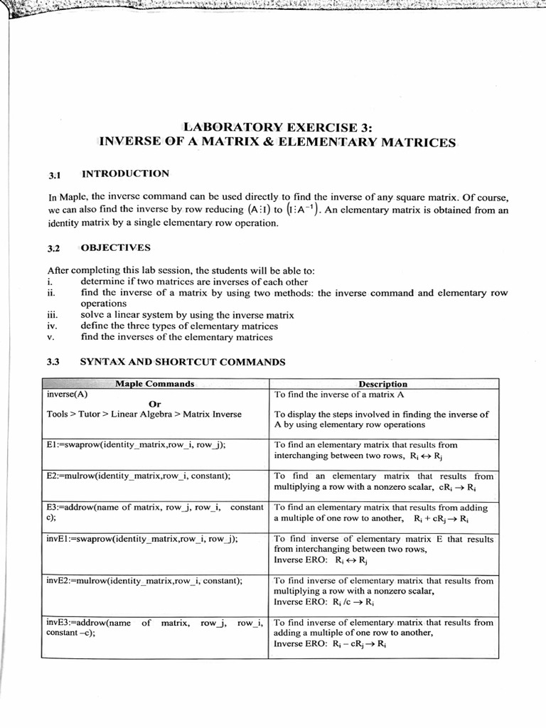 Chapter 2 Inverse of A Matrix and Elementary Matrices PDF | PDF