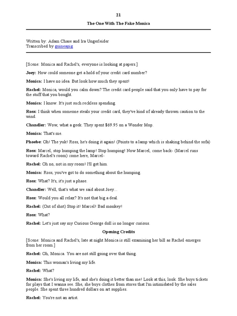 The One With The Fake Monica | PDF | Friends