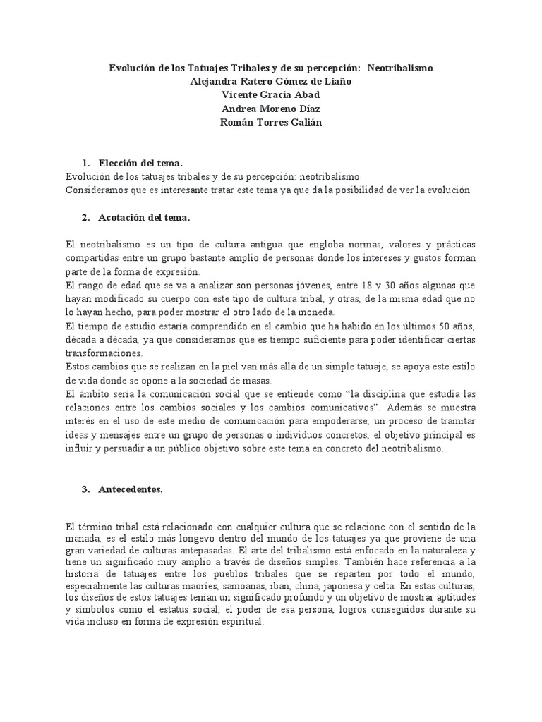 Evolución de Los Tatuajes Tribales y de Su Percepción - Neotribalismo ...