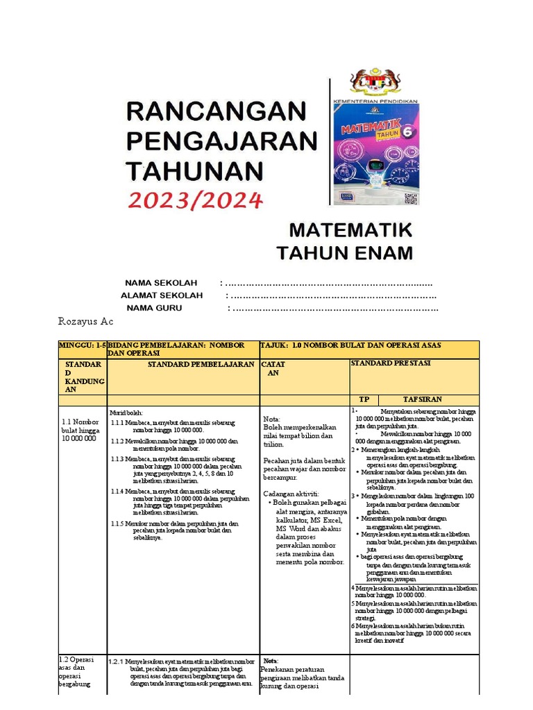 Rancangan Pengajaran Tahunan | PDF Rancangan Pengajaran Tahunan | PDF