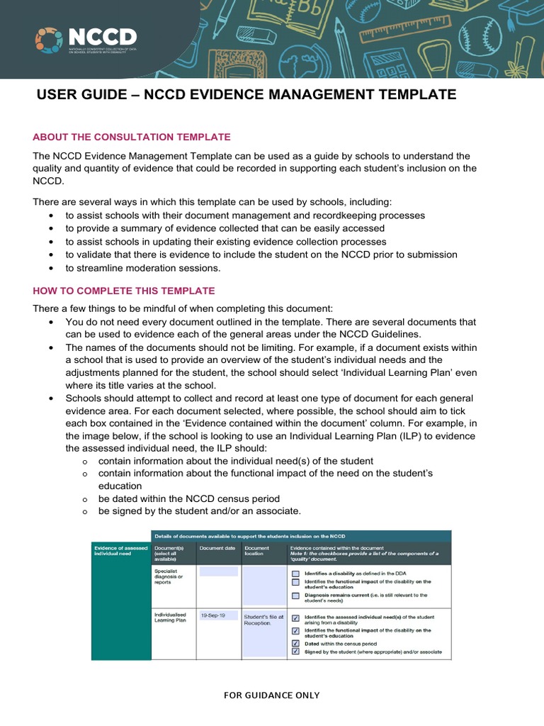 NCCD Evidence Management template.pdf | PDF | Cognition | Cognitive Science