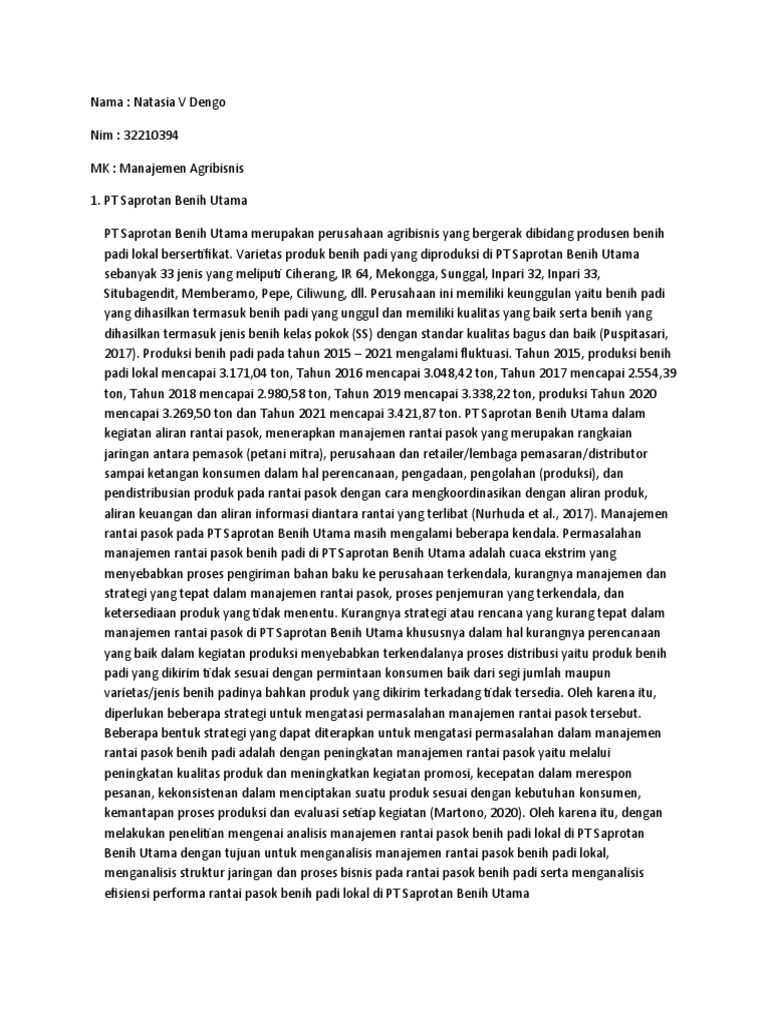 Nama - Natasia Agribisnis | PDF