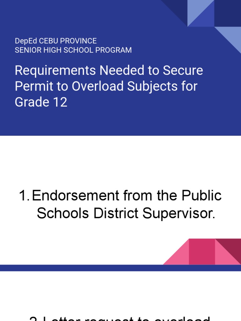 Overload Subject Permit Requirements for Grade 12 | PDF