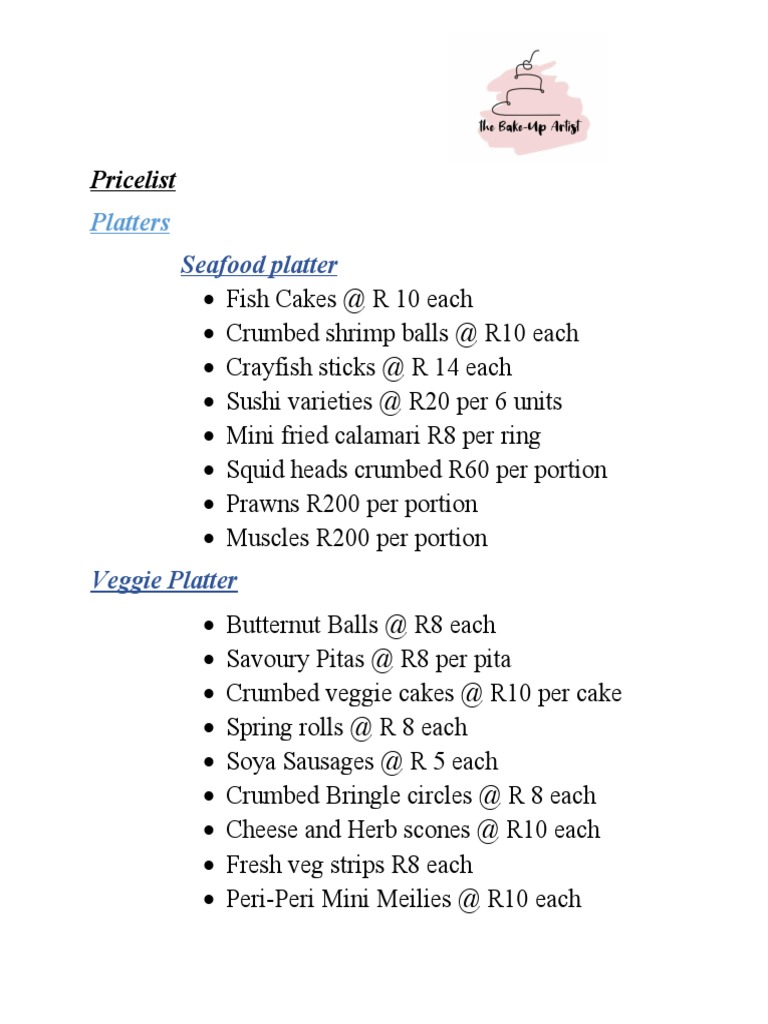 The Bake Up Artist Pricelist 2023 | PDF | Cupcake | Scone