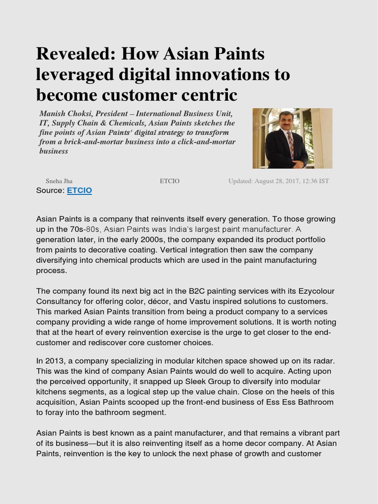 Apaints ET CIO 2017 PDF | PDF | Analytics | Customer Experience