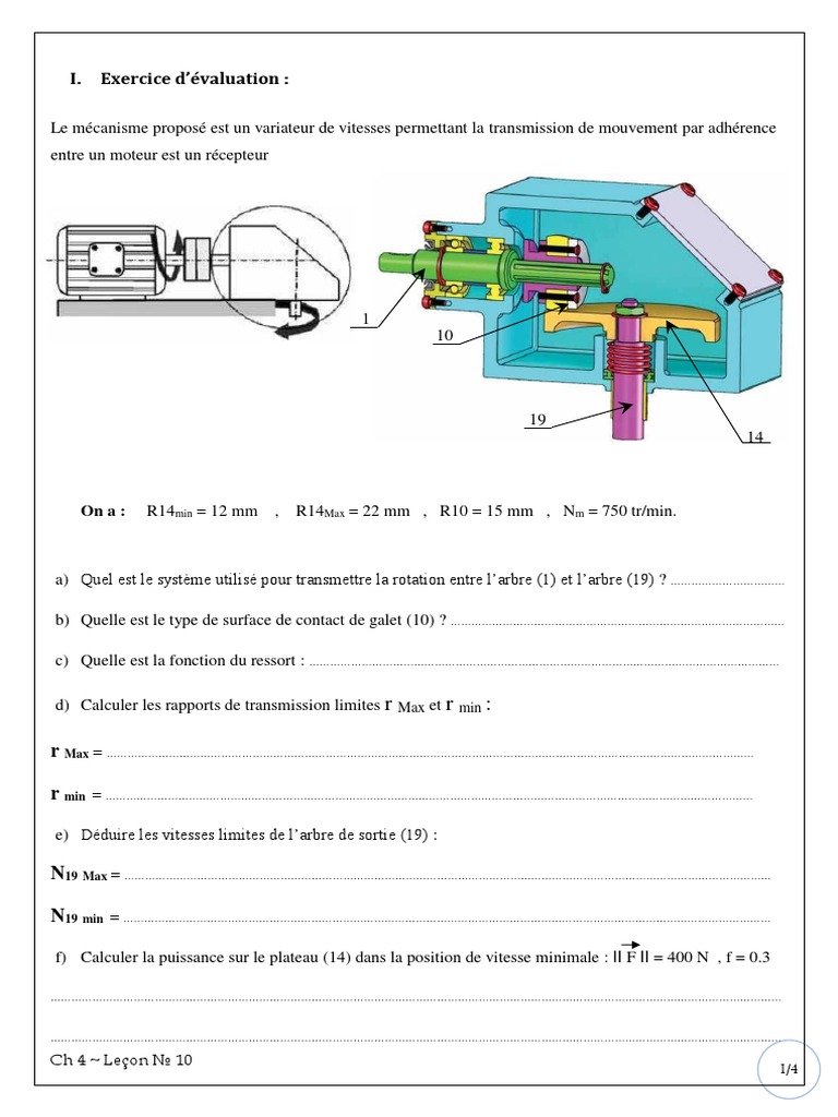 Exercice D'évaluation Roue de Friction PDF | PDF