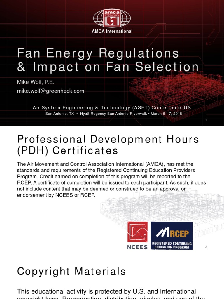 Wolf - Fan Selection and Energy Regulations - ASET-US PDF | PDF