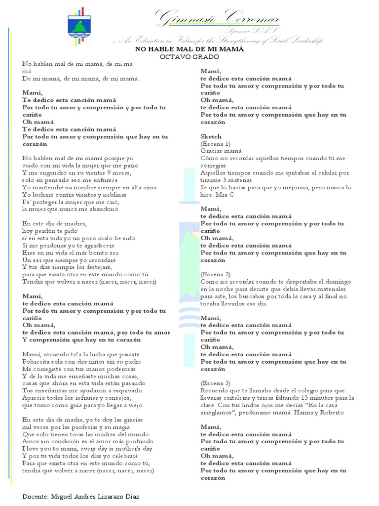 No Hable Mal de Mi Mamá PDF | PDF | Amor