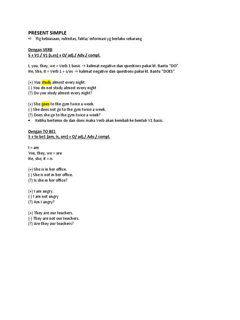 Present Simple - Past Simple - Explanation | PDF