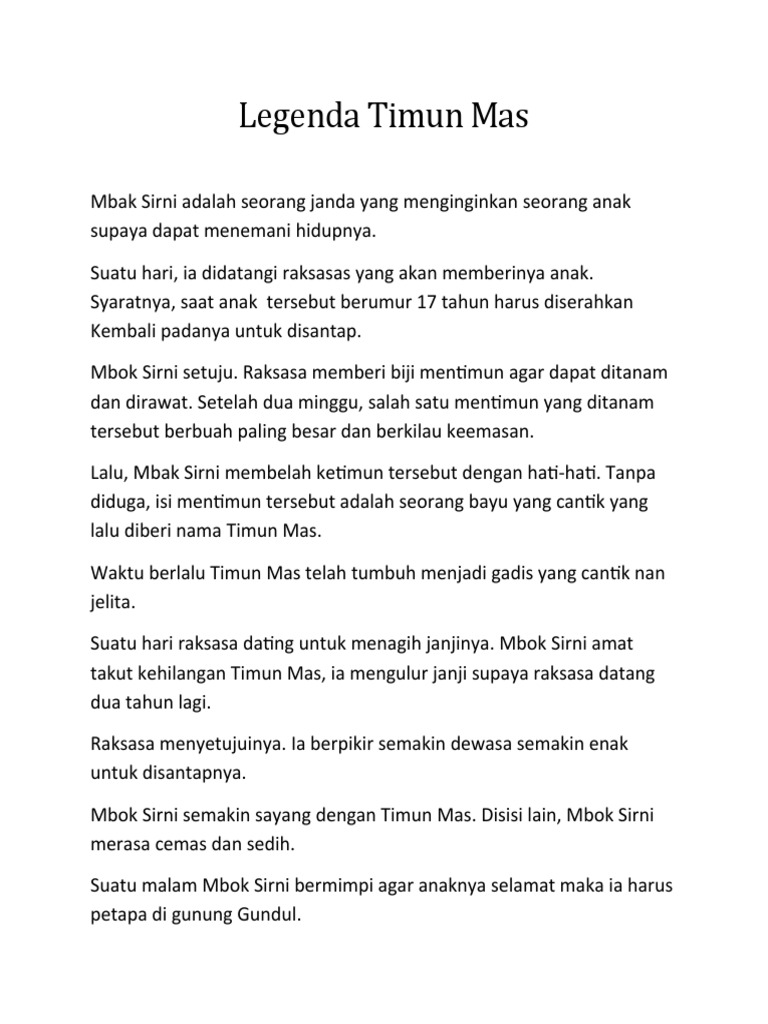 Legenda Timun Mas | PDF