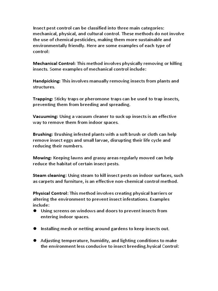 Mechanical, Physical and Cultural Controls of Insect Pest PDF | PDF