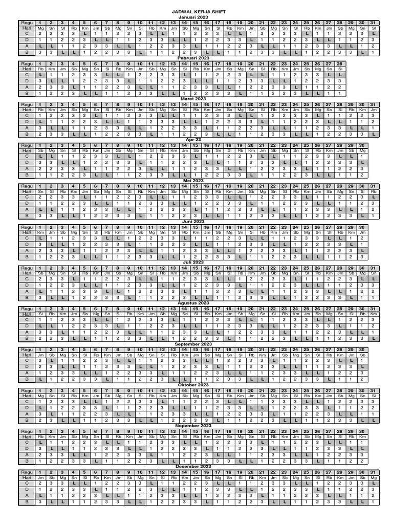 Shift Work Schedule 2023 Overview | PDF