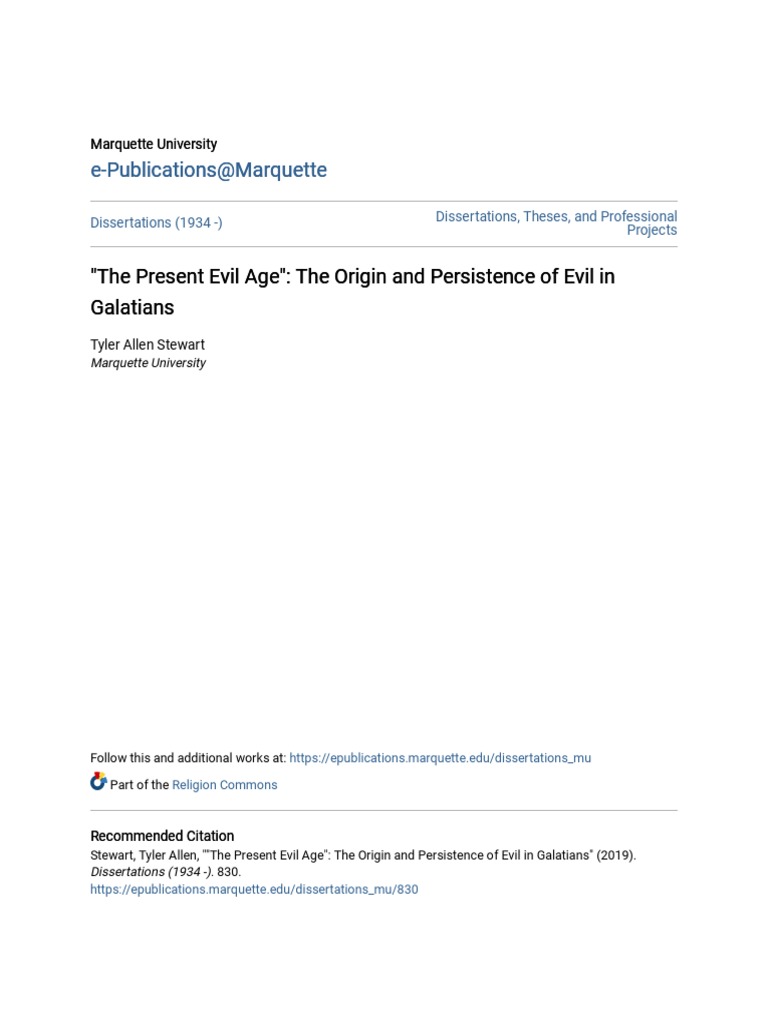 The Present Evil Age - The Origin and Persistence of Evil in Gal | PDF ...