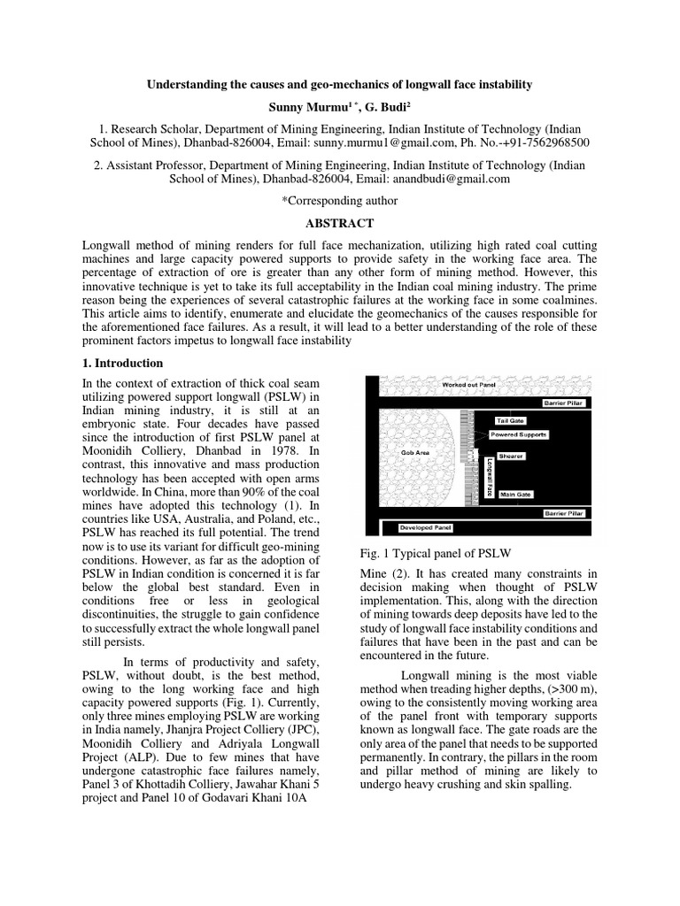 Longwall Face Instability Causes Explained | PDF