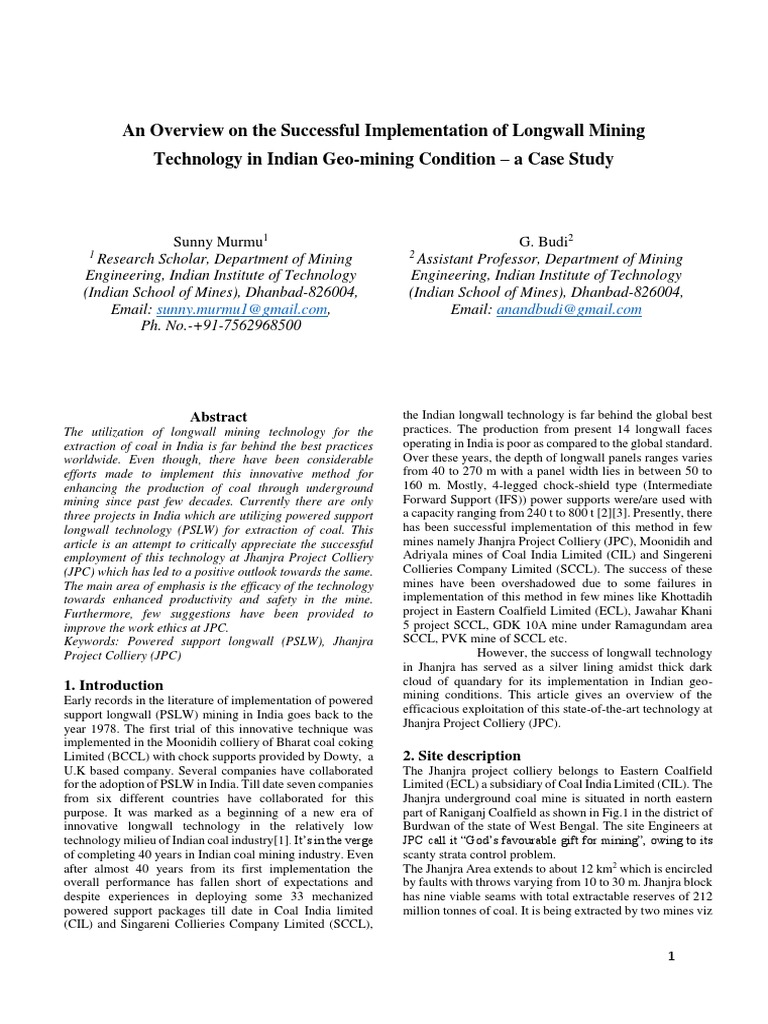 Longwall Mining Success at Jhanjra | PDF