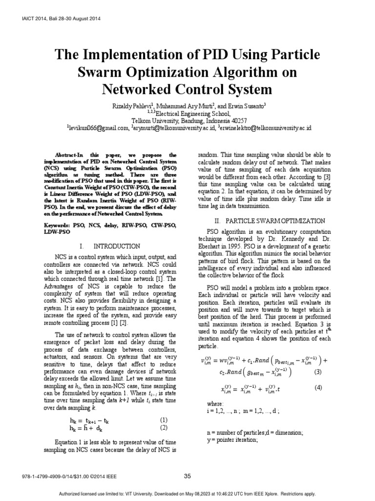 The Implementation of PID Using Particle Swarm Optimization Algorithm ... The Implementation of PID Using Particle Swarm Optimization Algorithm ...