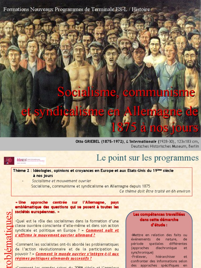 Socialisme Communisme Et Syndicalisme en Allemagne | PDF | Parti social-démocrate d'Allemagne ...