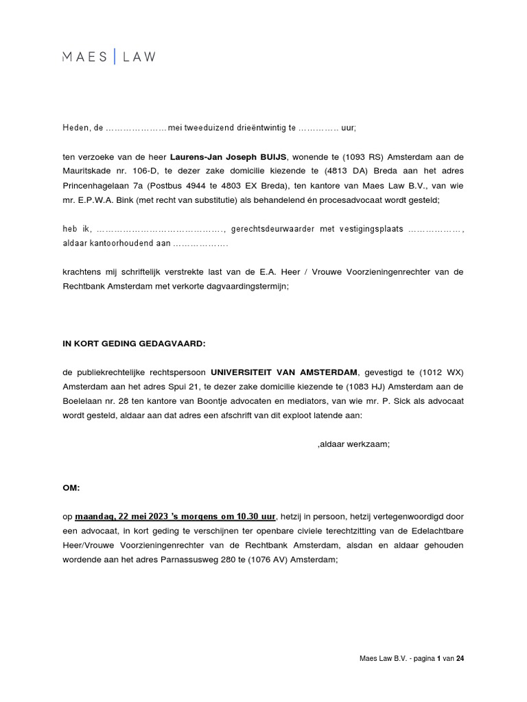 Kortgedingdagvaarding | PDF