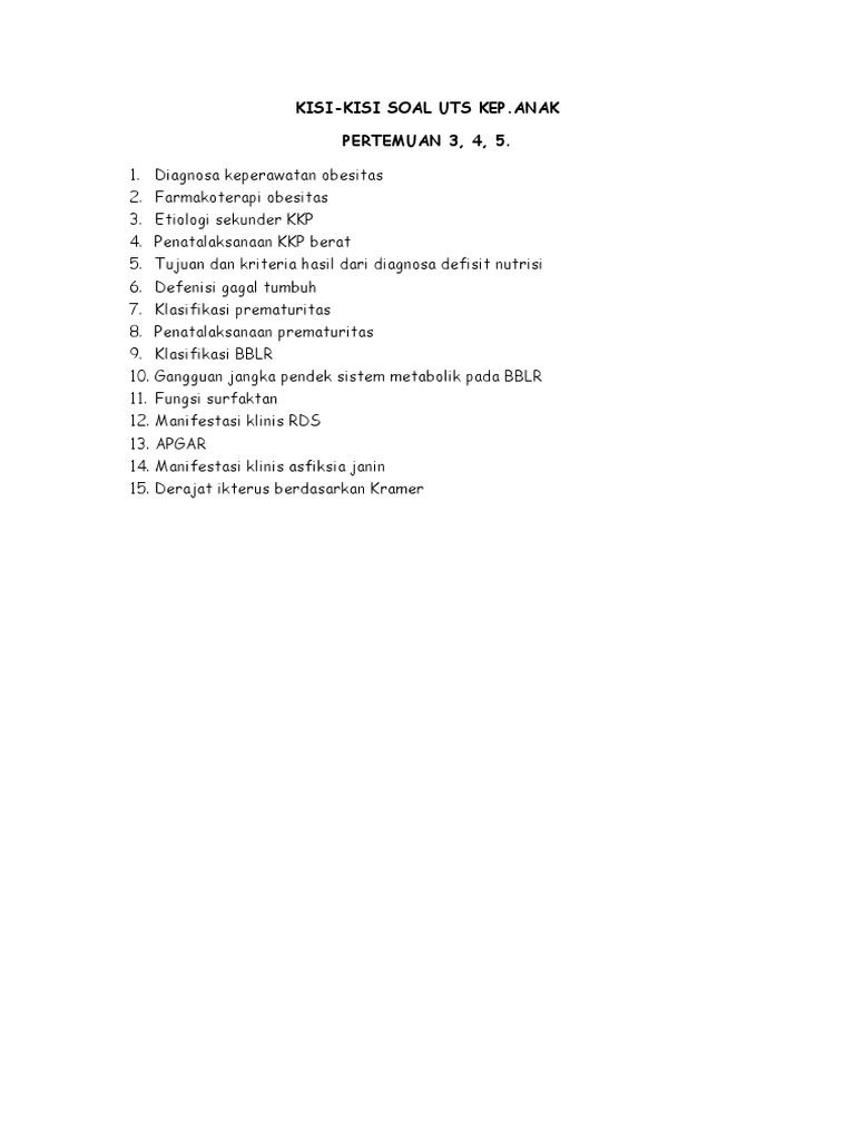 Kisi-Kisi Uts (3,4,5) | PDF