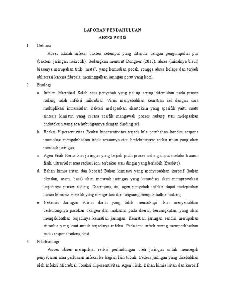 Laporan Pendahuluan Abses Pedis | PDF