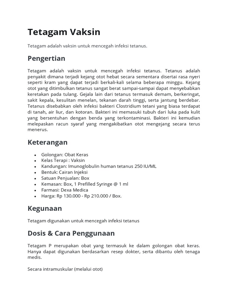 Tetagam Vaksin | PDF