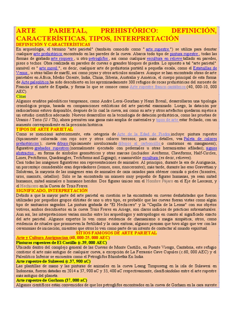 Arte Parietal Prehistórico: Definición y Tipos | PDF