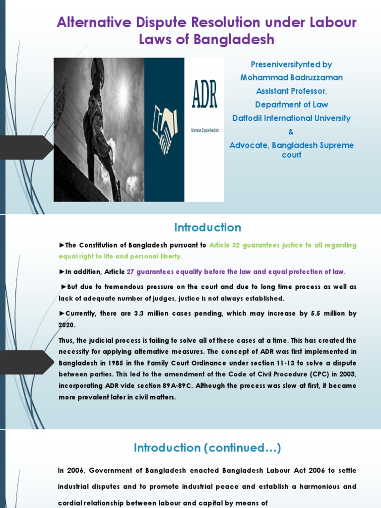 ADR Under Labour Laws of Bangladesh | PDF