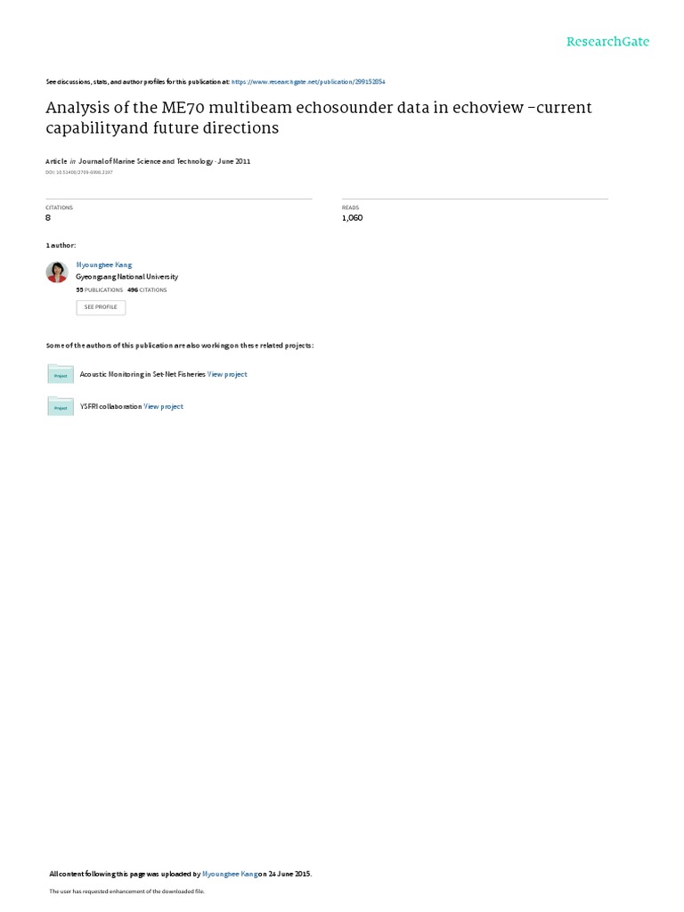 Analysis of The ME70 Multibeam Echosounder Data in PDF | PDF