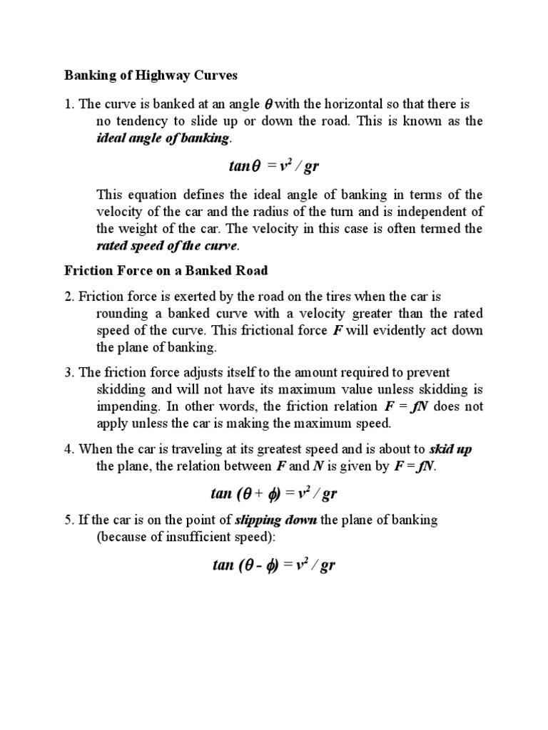 Banking of Highway Curves | PDF