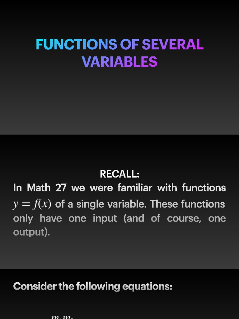 Functions In Several Variables Pdf Pdf Function Mathematics Variable Mathematics 
