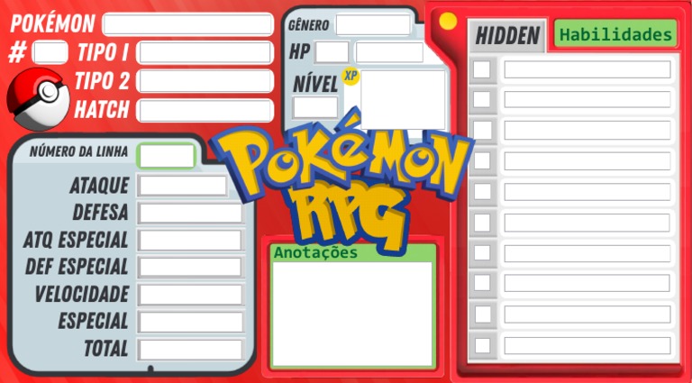 Pokémon RPG - Ficha Do Pokémon Editável PDF | PDF