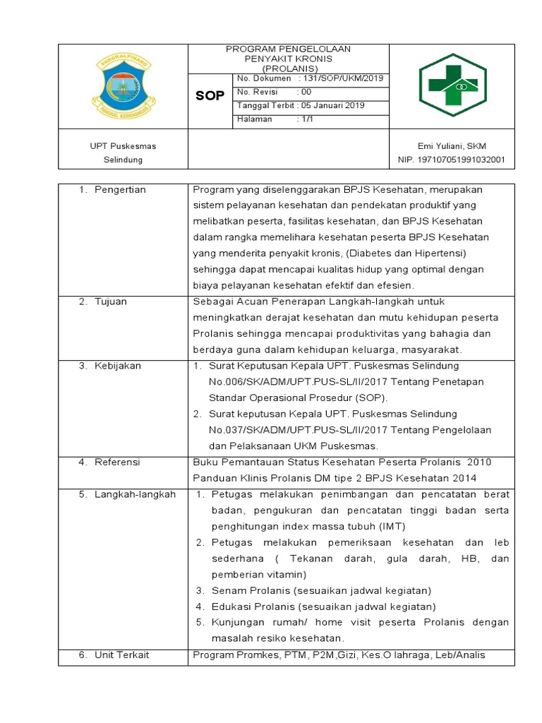 Sop Prolanis 2020 | PDF