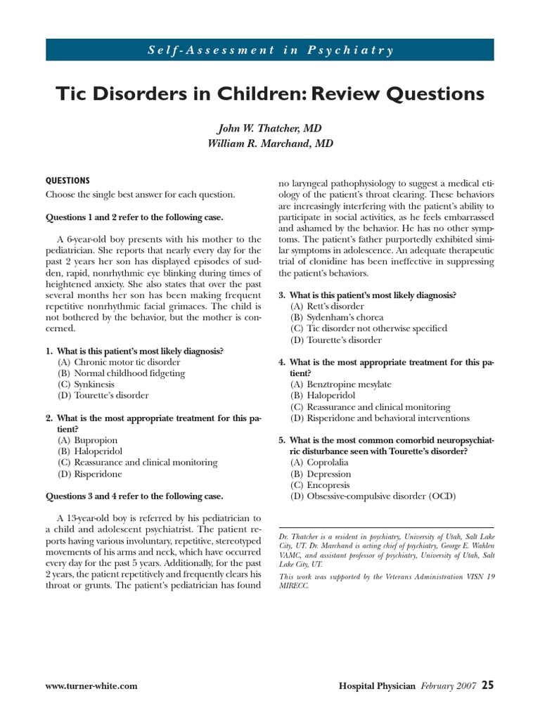 Tic Disorders in Children | PDF | Tourette Syndrome | Mental Disorder