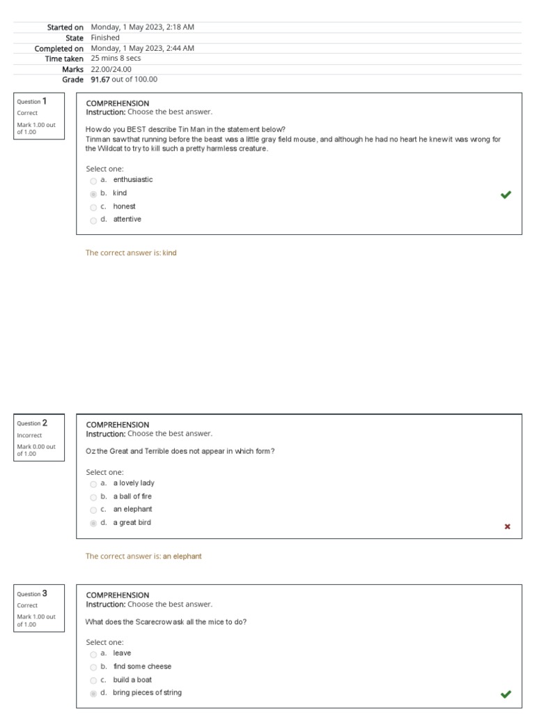 The Wonderful Wizard of Oz - Chapters 9 - 10 - Attempt Review PDF | PDF ...