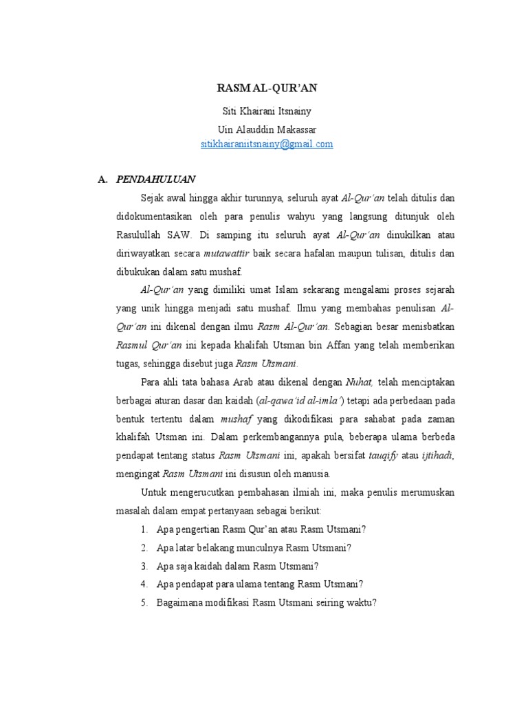 Sejarah dan Kaidah Rasm Utsmani | PDF