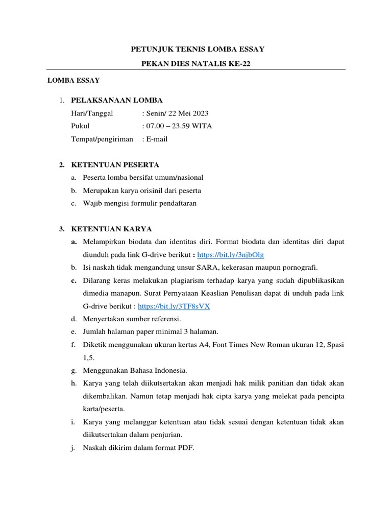 Juknis ESSAY PDN '23 | PDF