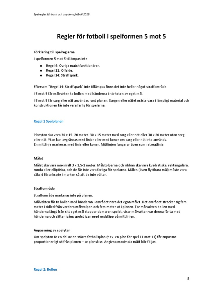 Spelregler 5 Mot 5 PDF | PDF