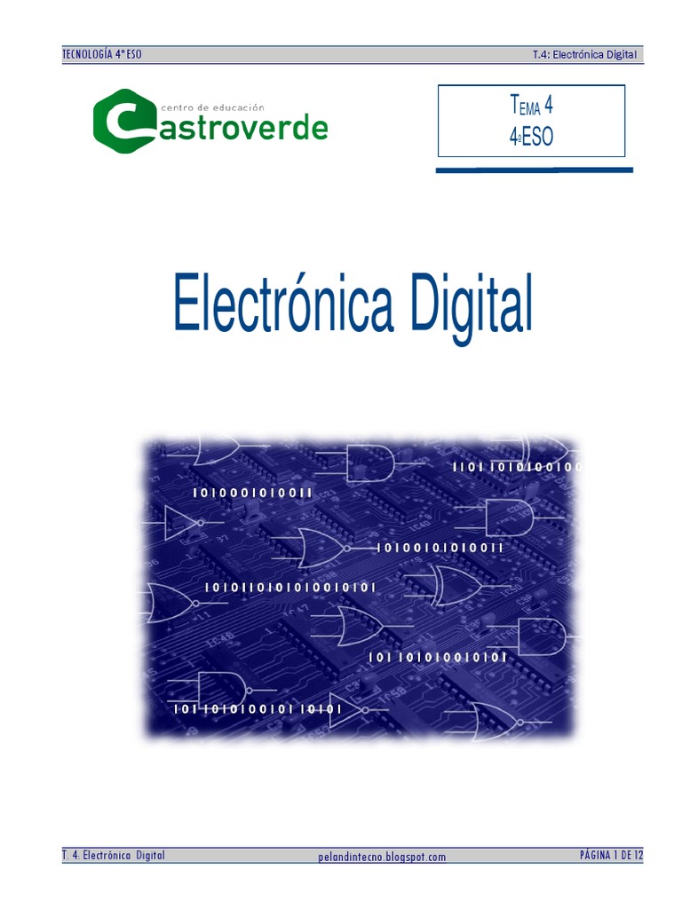 Tema 4 Electrónica Digital PDF | PDF | Puerta lógica | Circuito integrado