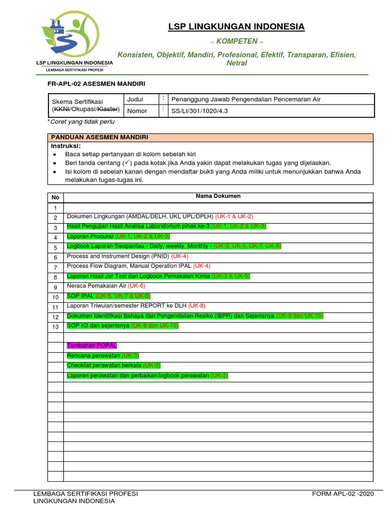 FR - APL.02 - 4.3. PPPA - (Nama Asesi) PDF | PDF