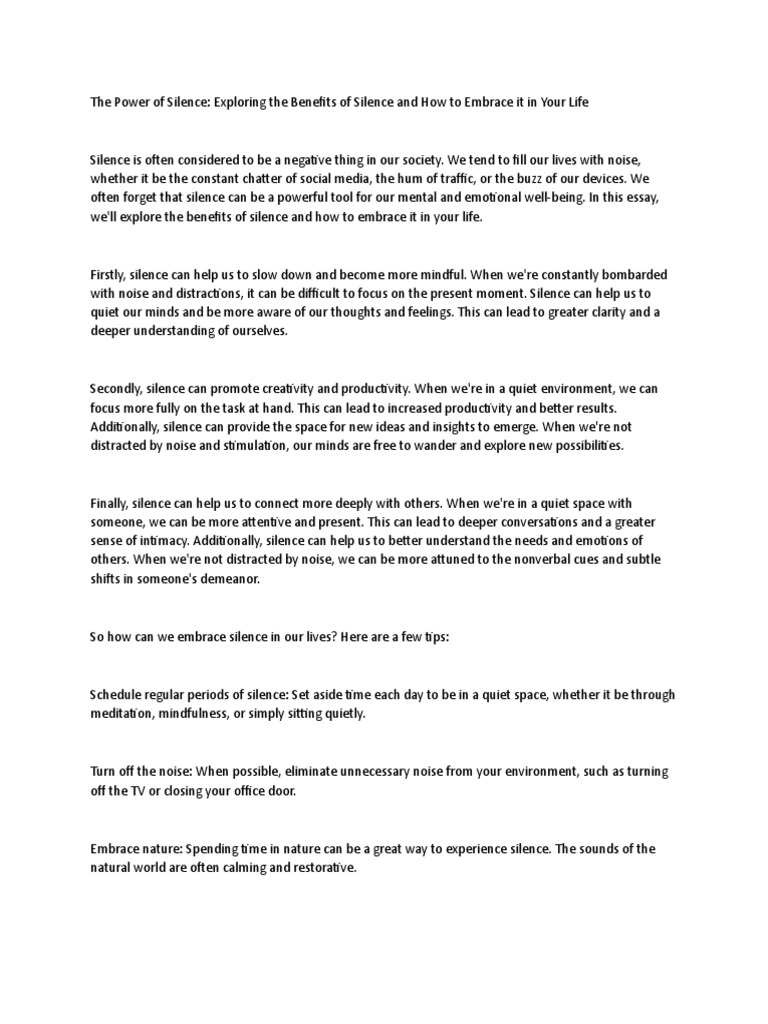 Embracing the Power of Silence | PDF