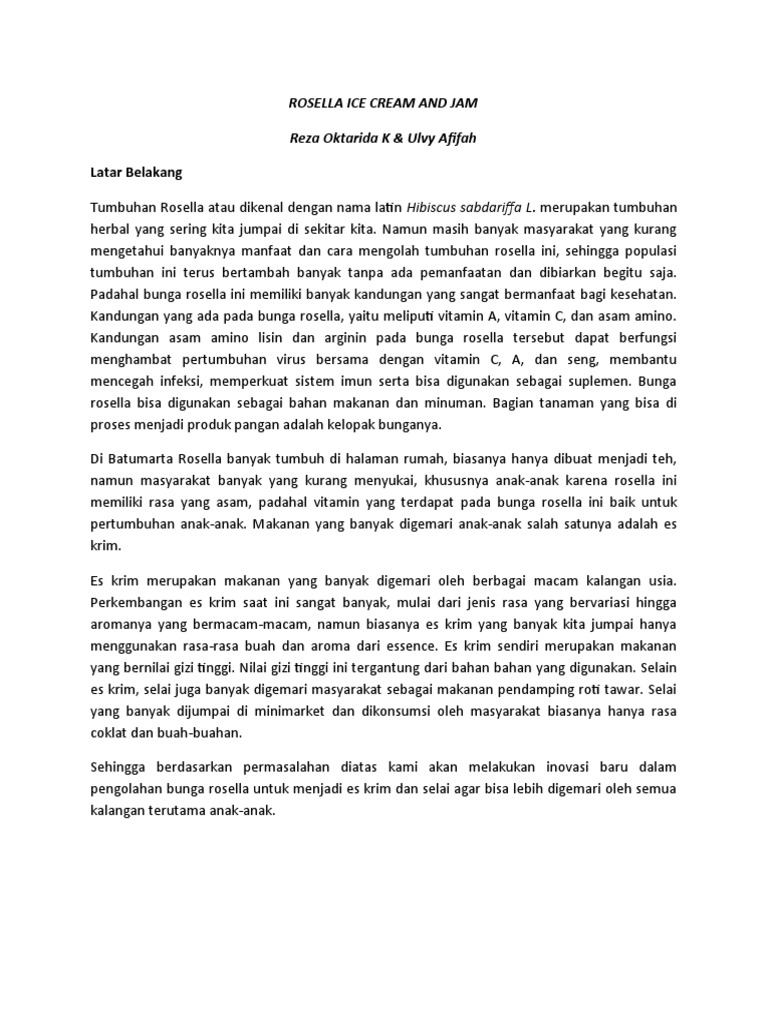 Es Krim dan Selai dari Bunga Rosella | PDF