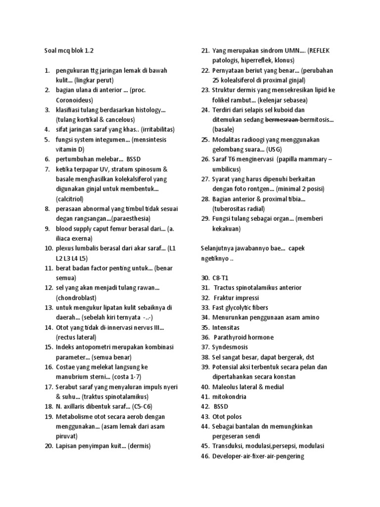 Soal MCQ Blok 1.2 | PDF