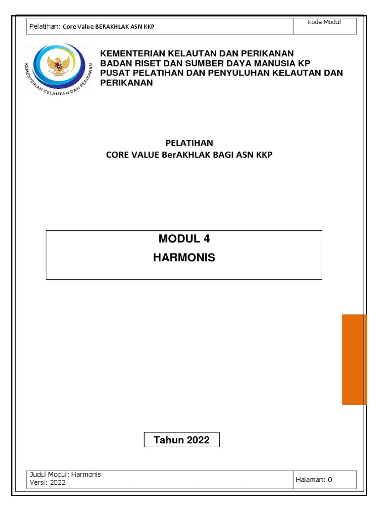 MODUL 4. HARMONIS (PELATIHAN CORE VALUE BerAKHLAK) OK PDF | PDF