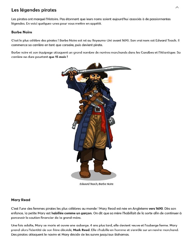 Lecture Pirates Célèbres PDF | PDF