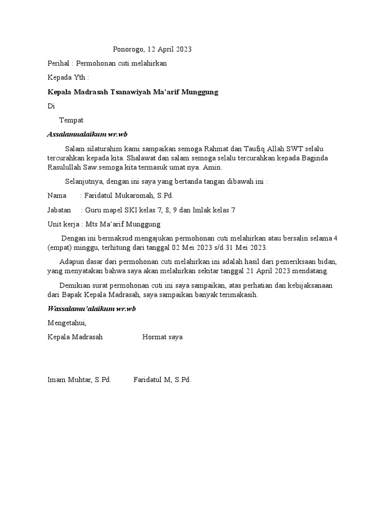 Surat Cuti | PDF