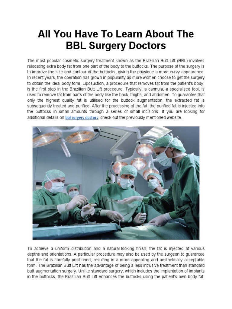 All You Have To Learn About The BBL Surgery Doctors | PDF
