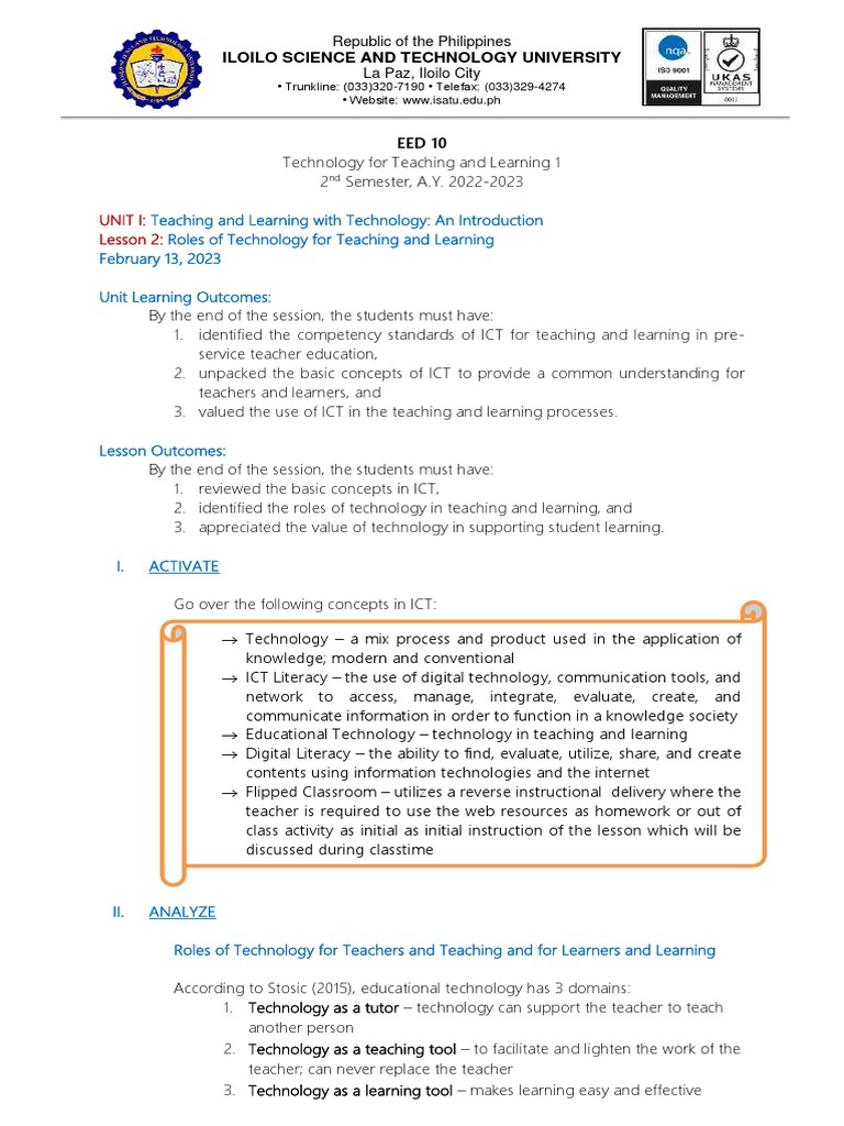 ED 10 Unit 1 Lesson 2 PDF | PDF