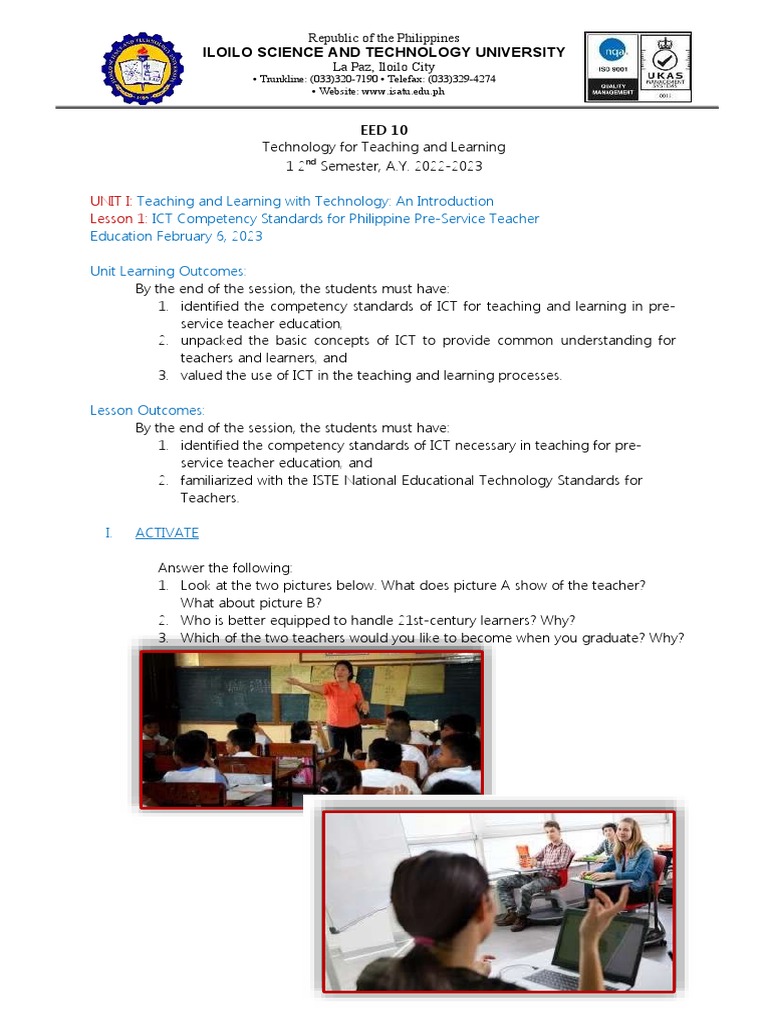 ED 10 Unit 1 Lesson 1 | PDF | Educational Technology | Teachers